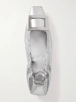ROGER VIVIER Belle Vivier Embellished Metallic Ballet Flats