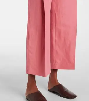 Tove Santu Linen And Cotton-blend Culottes In Cherry - Pink