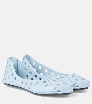 Alaïa Perfo Leather Ballet Flats - Blue
