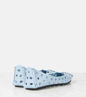 Alaïa Perfo Leather Ballet Flats - Blue