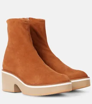 Clergerie Albane Suede Platform Ankle Boots - Brown