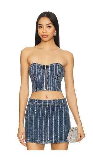 Abrand Denim Academia Sequined Bustier