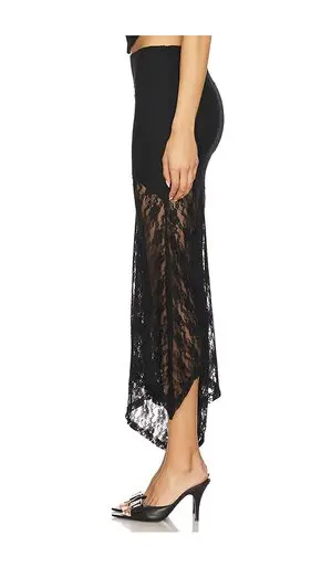 MORE TO COME Asymmetrical Lace Maxi Skirt
