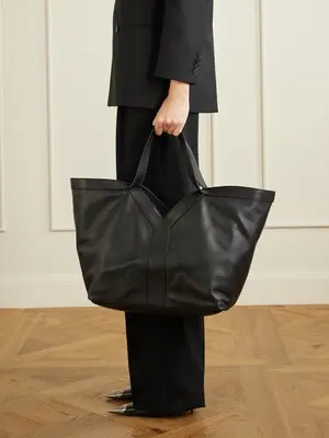 Saint Laurent Y-shaped Leather Tote - Black
