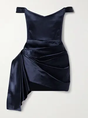 Alex Perry Off-the-shoulder Draped Mini Dress - Blue