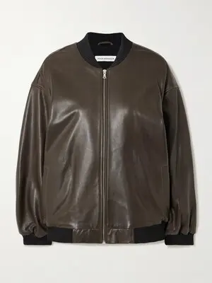 Nour Hammour Marly Leather Bomber Jacket - Brown