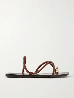 EMME PARSONS Laurie Embellished Leather Sandals - Brown