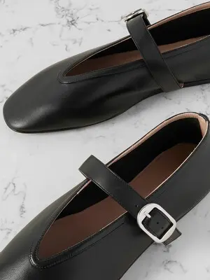 Le Monde Beryl Stella Leather Mary Jane Ballet Flats - Black