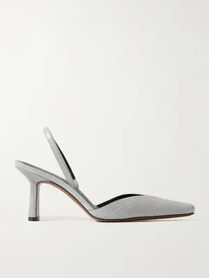 NEOUS Dilmun Suede-trimmed Leather Slingback Pumps - Gray