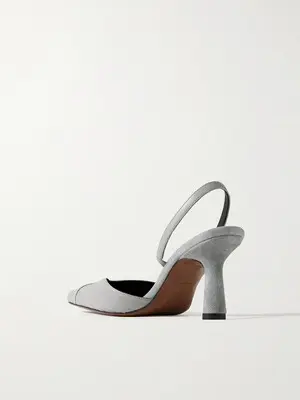 NEOUS Dilmun Suede-trimmed Leather Slingback Pumps - Gray