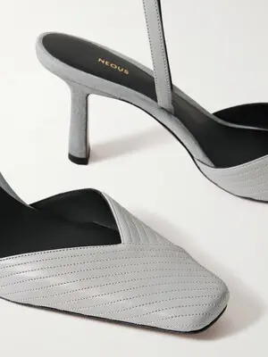 NEOUS Dilmun Suede-trimmed Leather Slingback Pumps - Gray