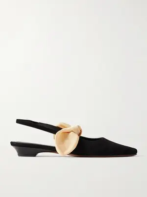 NEOUS Uba Faille And Suede Slingback Flats - Black