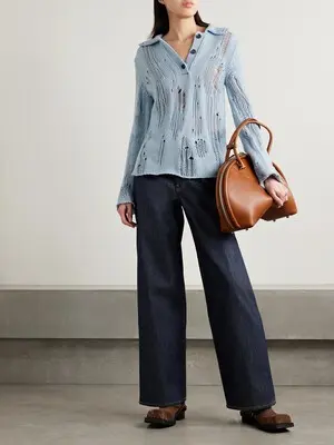 Acne Studios Distressed Organic Cotton And Wool-blend Sweater