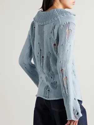 Acne Studios Distressed Organic Cotton And Wool-blend Sweater
