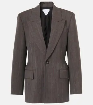 Bottega Veneta Striped Wool Blazer - Grey