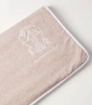 Brunello Cucinelli Logo Cotton Terry Beach Towel - Beige