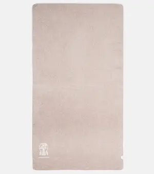 Brunello Cucinelli Logo Cotton Terry Beach Towel - Beige