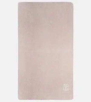 Brunello Cucinelli Logo Cotton Terry Beach Towel - Beige