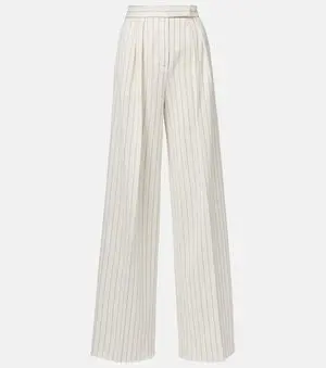 Max Mara Clarion Cotton And Linen Straight Leg Trousers - Brown