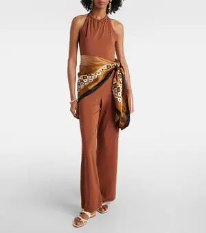 Max Mara Parsec Halterneck Beach Jumpsuit - Brown