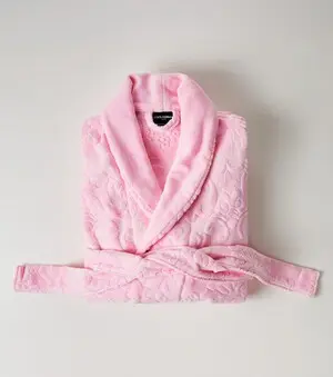 Dolce & Gabbana Dg Cotton Terry Jacquard Bathrobe - Pink