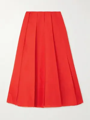 Altuzarra Pleated Silk-organza Midi Skirt - Red