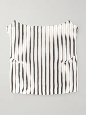 DESTREE Richard Cropped Striped Linen-blend Top - Neutrals