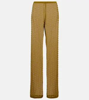 Dries Van Noten Embellished Straight Leg Trousers