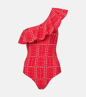 MARANT ETOILE Ruffled Printed Swimsuit - Multicoloured