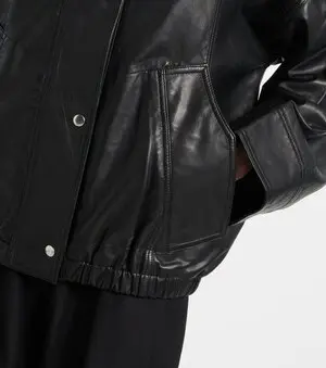 RÓHE Leather Bomber Jacket - Black
