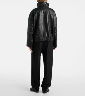 RÓHE Leather Bomber Jacket - Black