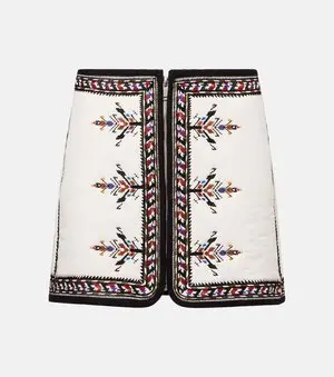 MARANT ETOILE Zeria Embroidered Cotton Miniskirt - White