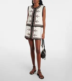 MARANT ETOILE Zeria Embroidered Cotton Miniskirt - White