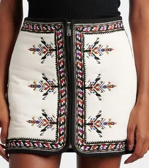 MARANT ETOILE Zeria Embroidered Cotton Miniskirt - White