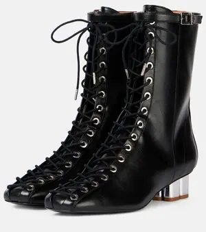 GANNI Lace-up Square Toe Boots