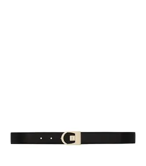 Saint Laurent Calfskin Reversible Belt With Engraved Monogram Buckle - Black