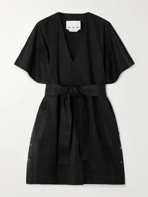 Sasuphi Elettra Belted Cotton-twill Mini Dress - Black