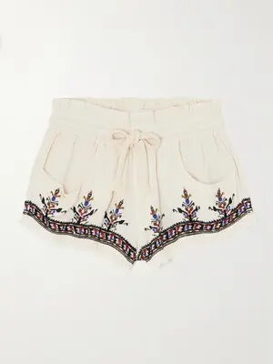 MARANT ETOILE Kriss Embroidered Jacquard Shorts - Neutrals