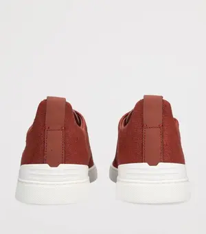 Zegna Triple Stitch Cotton-linen Sneakers - Red
