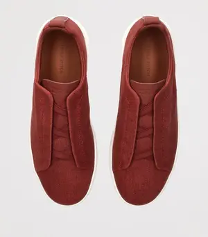 Zegna Triple Stitch Cotton-linen Sneakers - Red