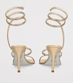 Rene Caovilla Embellished Spiral Ankle Strap Sandals - Beige