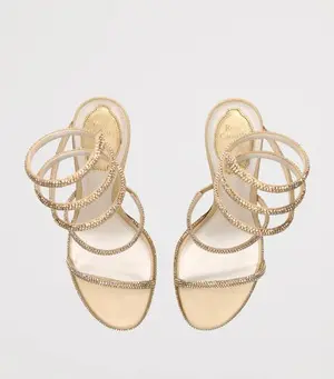 Rene Caovilla Embellished Spiral Ankle Strap Sandals - Beige