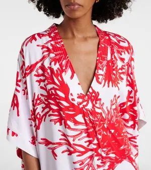 Melissa Odabash Vanessa Printed Kaftan - Red