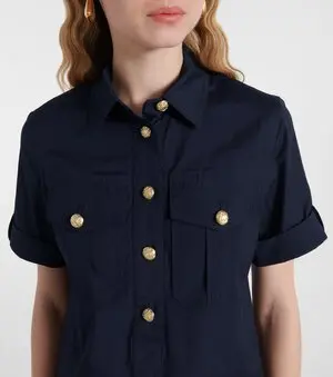 Veronica Beard Lucca Embellished Linen Shirt Dress