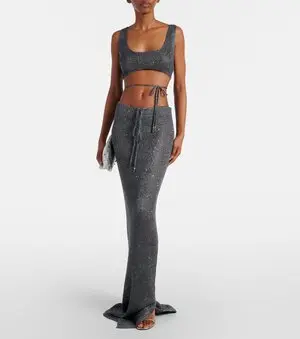 BANANHOT Alma Sequined Maxi Skirt - Grey