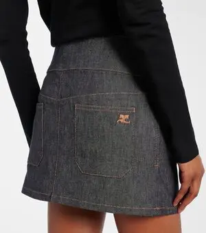 COURREGES Belted Denim Miniskirt