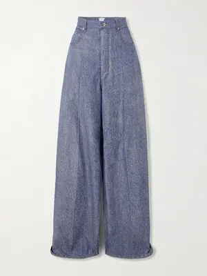 Bottega Veneta Wool And Cotton-blend Twill Wide-leg Pants - Blue