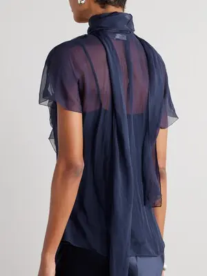 Ralph Lauren Etta Pussy-bow Ruffled Silk-chiffon Blouse