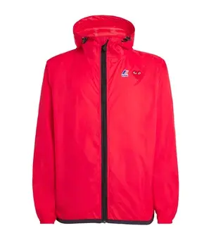Play Comme Des Garcon X K-way Water-resistant Hooded Jacket - Red