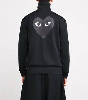 Play Comme Des Garcon Zip-up Heart Sweatshirt - Black